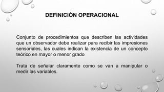 Definición conceptual y operacional de las variables | PPTX