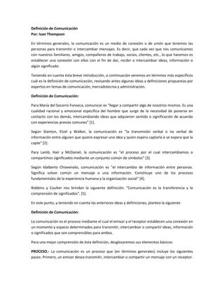 Definición de comunicación | DOCX