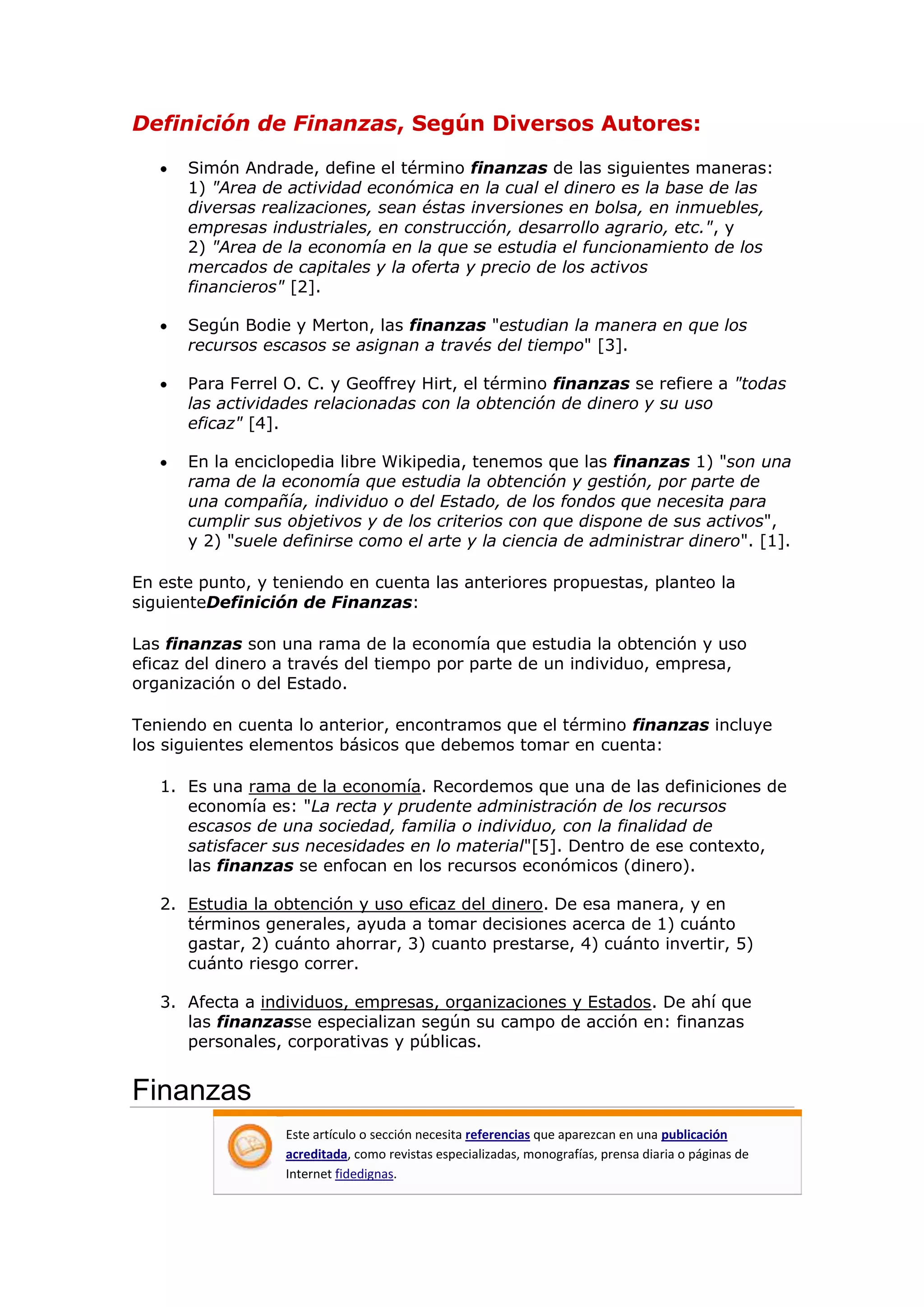 Definición de finanzas | DOCX