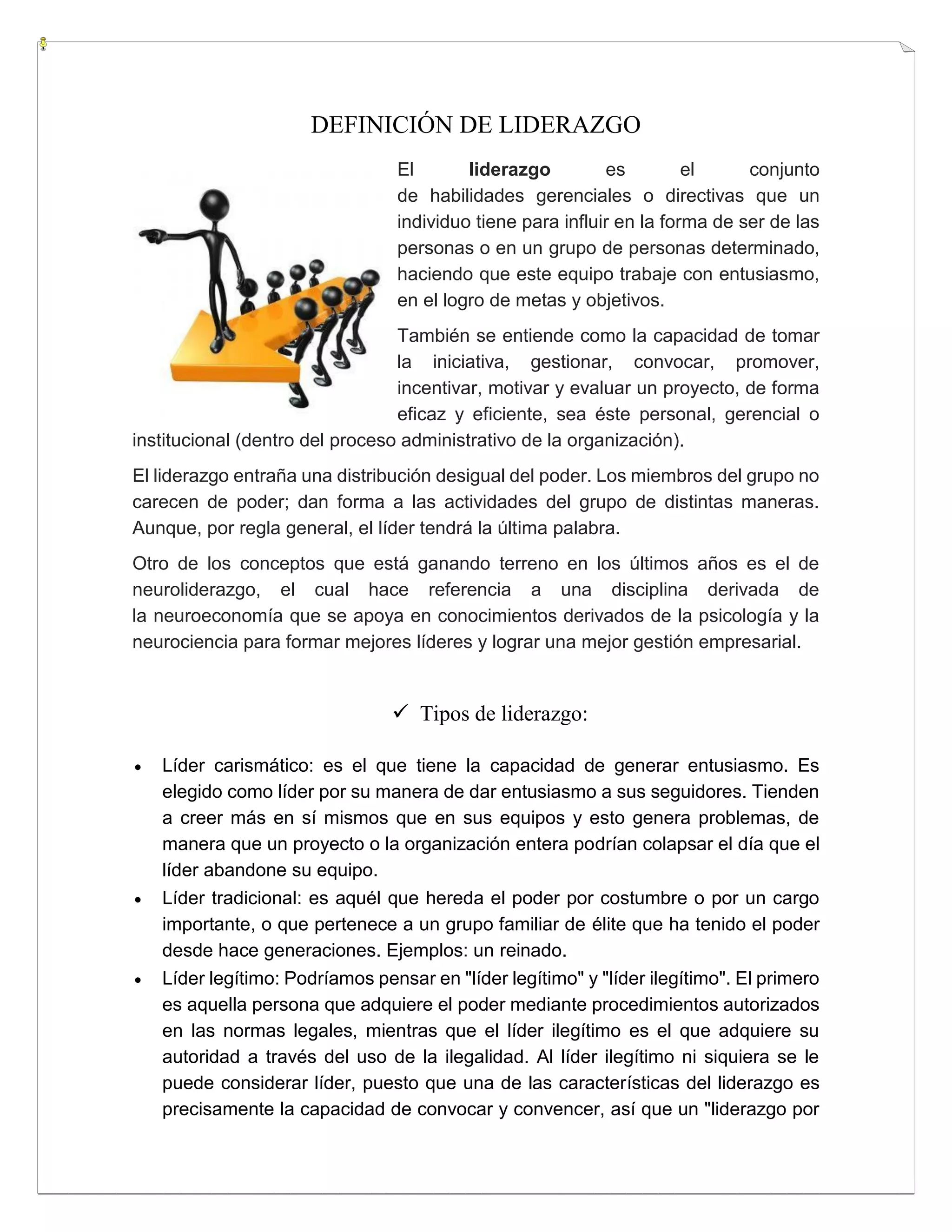 Definición de liderazgo | PDF