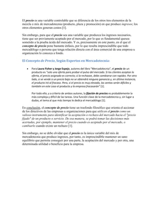 Definición de precio | DOCX