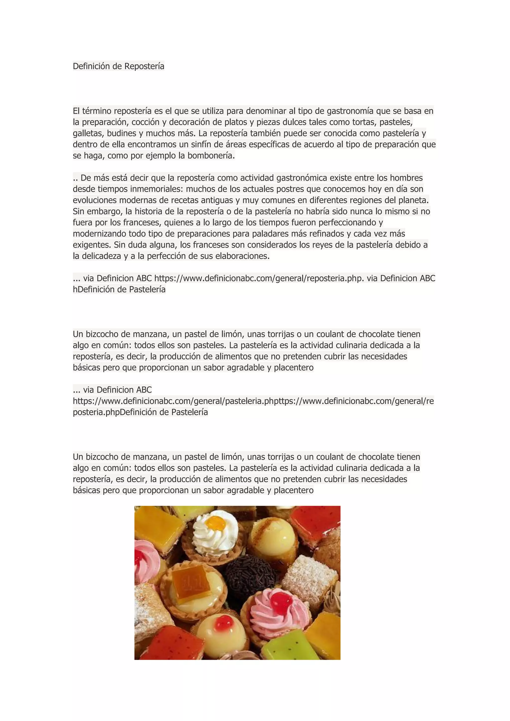 Definición de repostería | PDF