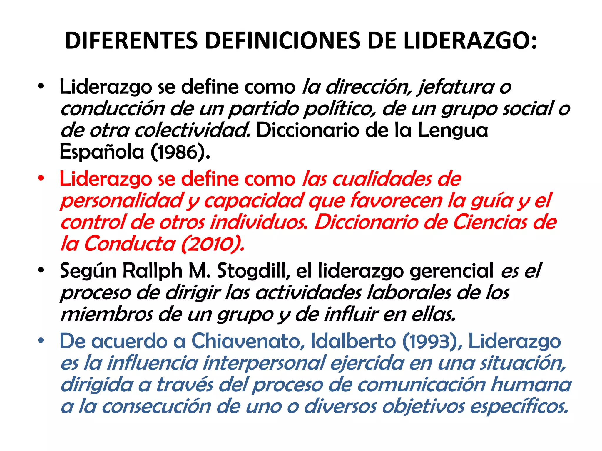 Definición liderazgo clasificación | PPTX