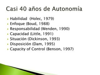 Definicion autonomia | PPTX | Educational Assessment | Education
