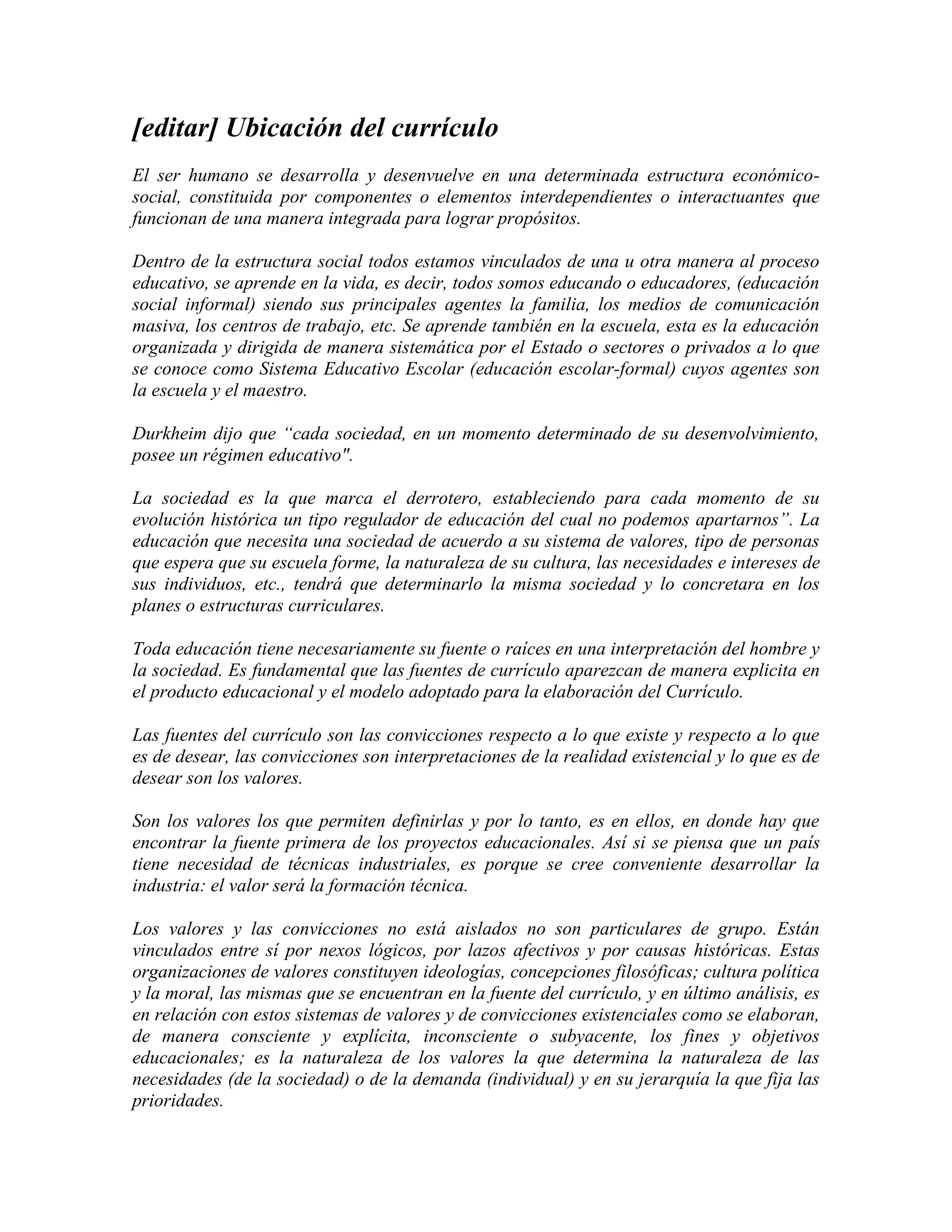 Definicion de curriculum | PDF