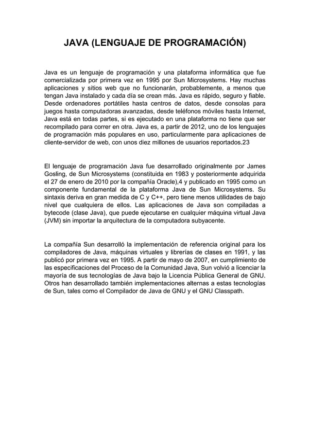 Definicion de java