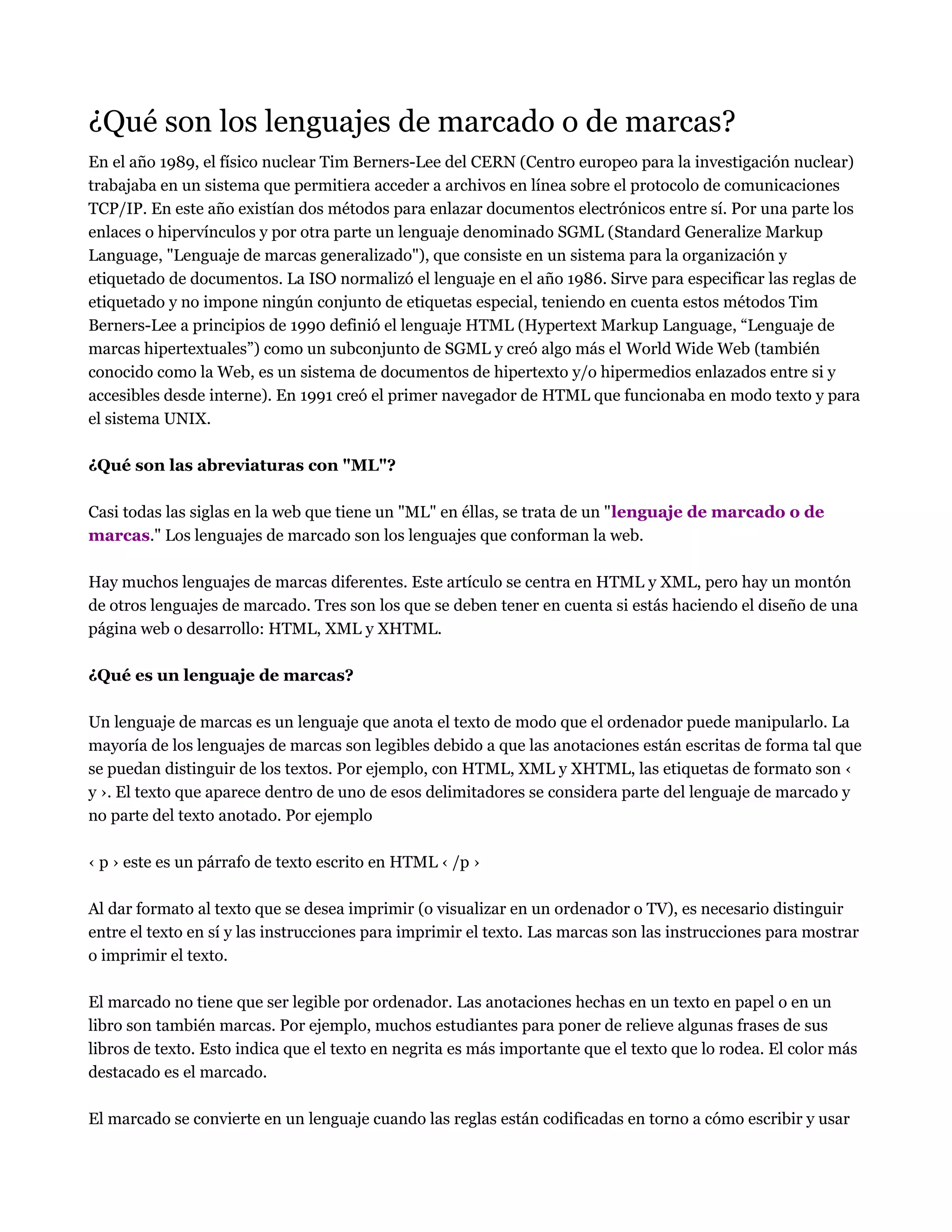 Definicion de Lenguaje de Marcas | PDF