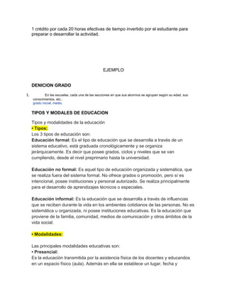 GRADOS DE EDUCACION Y NIVELES | DOC
