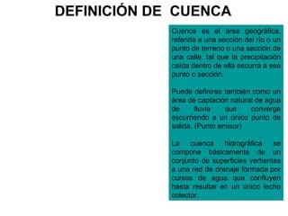 Definiciones hidrologia parametros cuenca | PPT