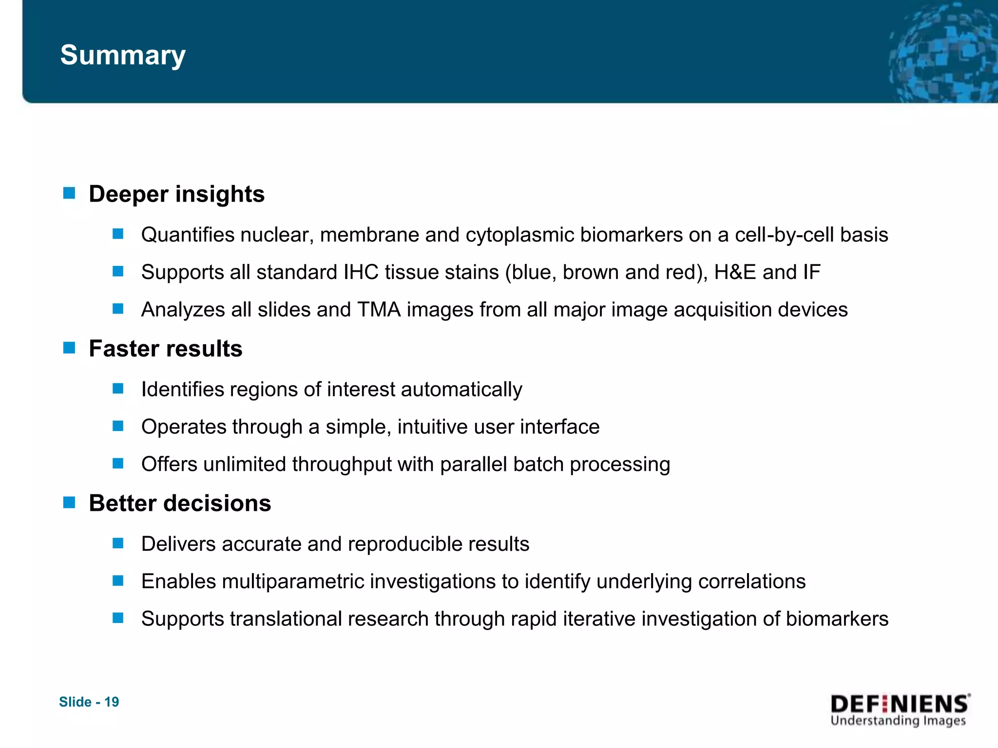 Definiens Tissue Studio Advanced Digital Pathology Image Analysis ...