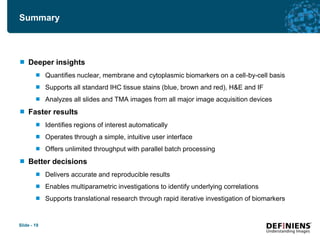 Definiens Tissue Studio Advanced Digital Pathology Image Analysis ...