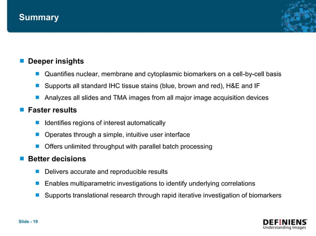 Definiens Tissue Studio Advanced Digital Pathology Image Analysis Solution | PPTX