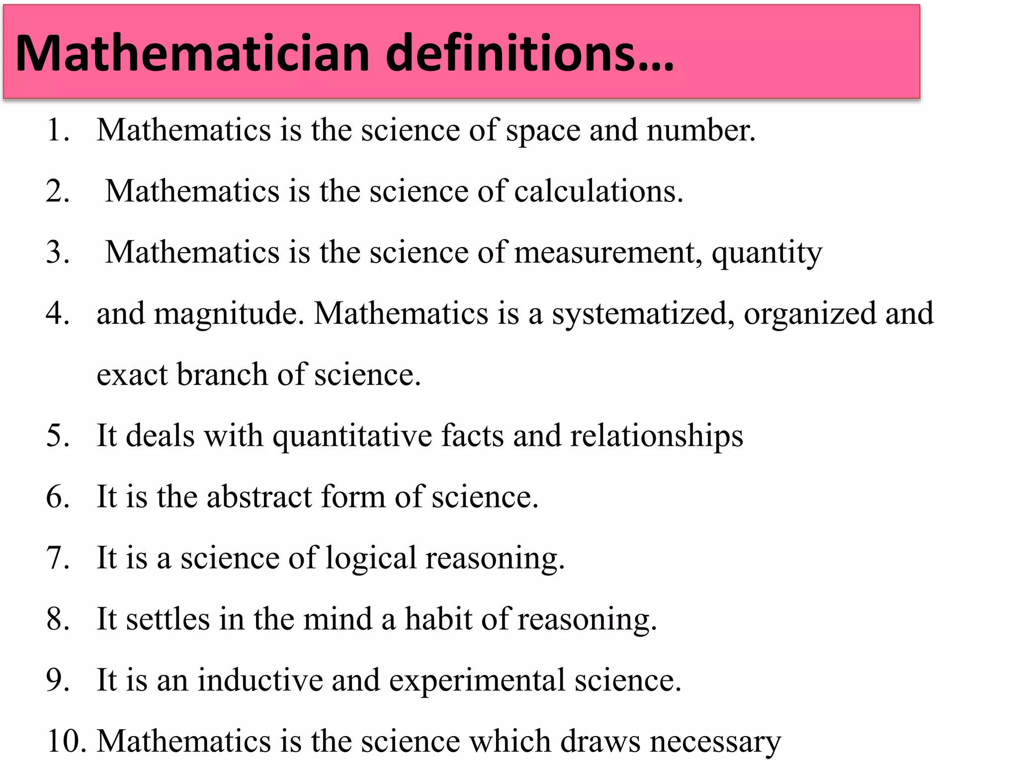 DEFINITION OF MATHEMATICS | PPTX