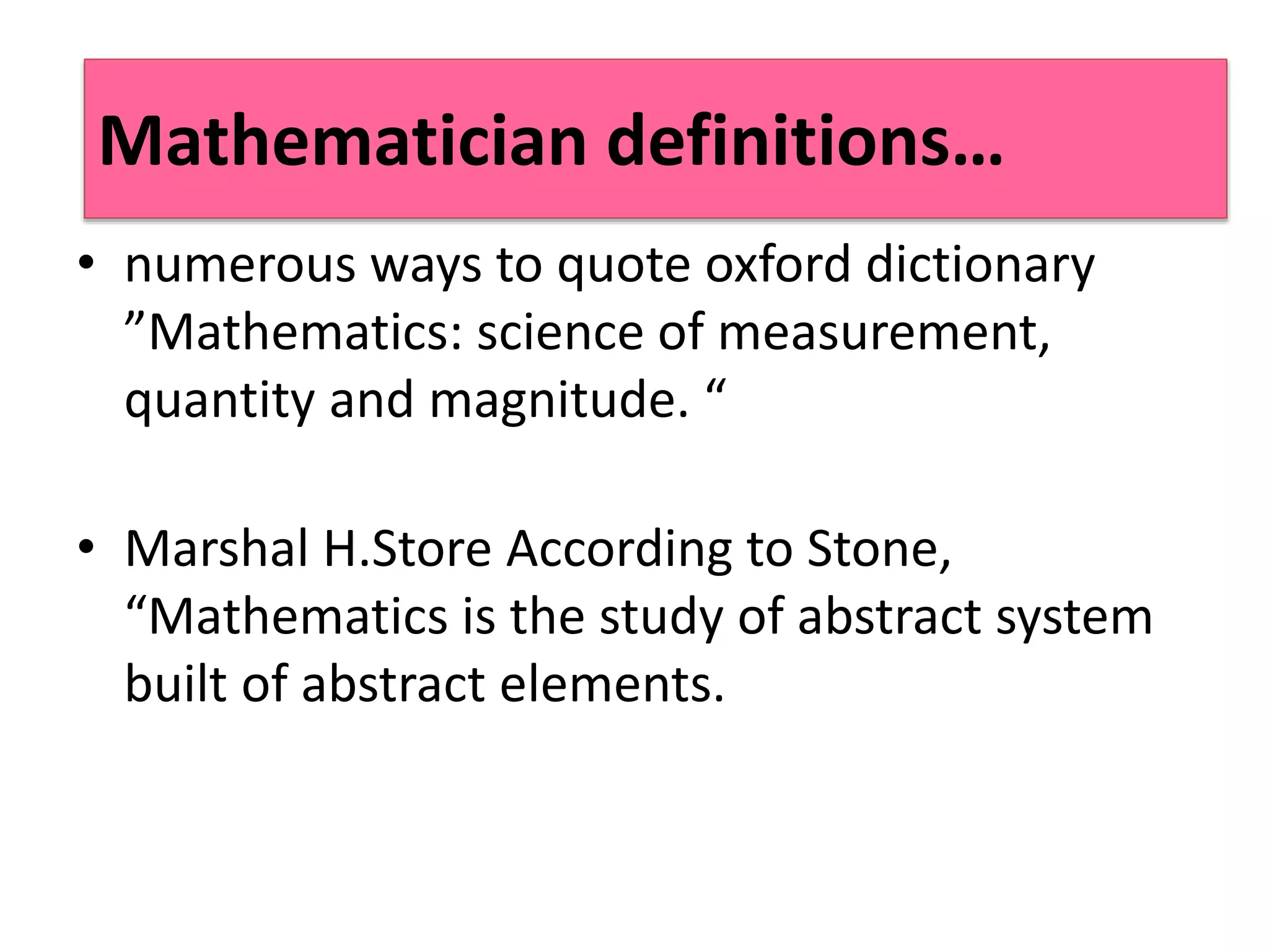 DEFINITION OF MATHEMATICS | PPT
