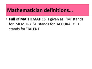 DEFINITION OF MATHEMATICS | PPTX