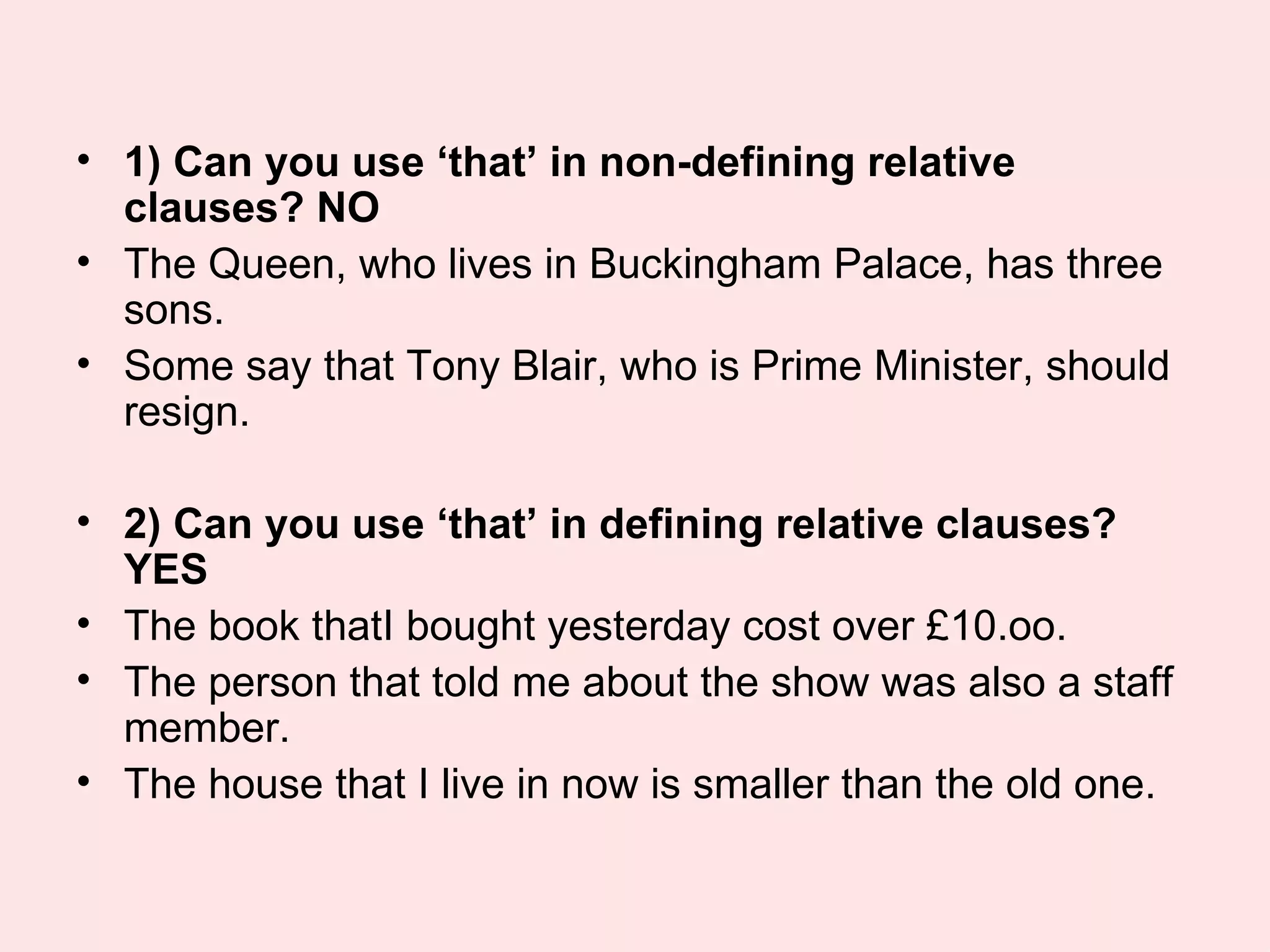 Defining And Non Defining Relative Clauses | PPT