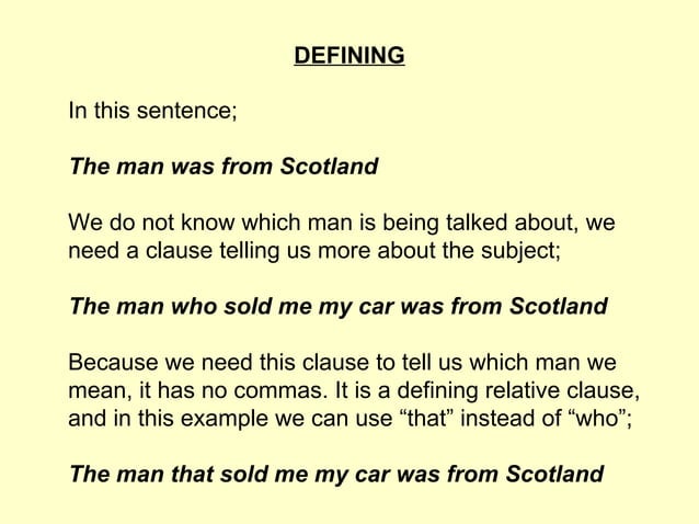 Defining And Non Defining Relative Clauses | PPT | Books and Literature
