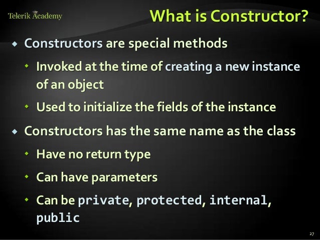 Defining Classes Part I Constructors Properties