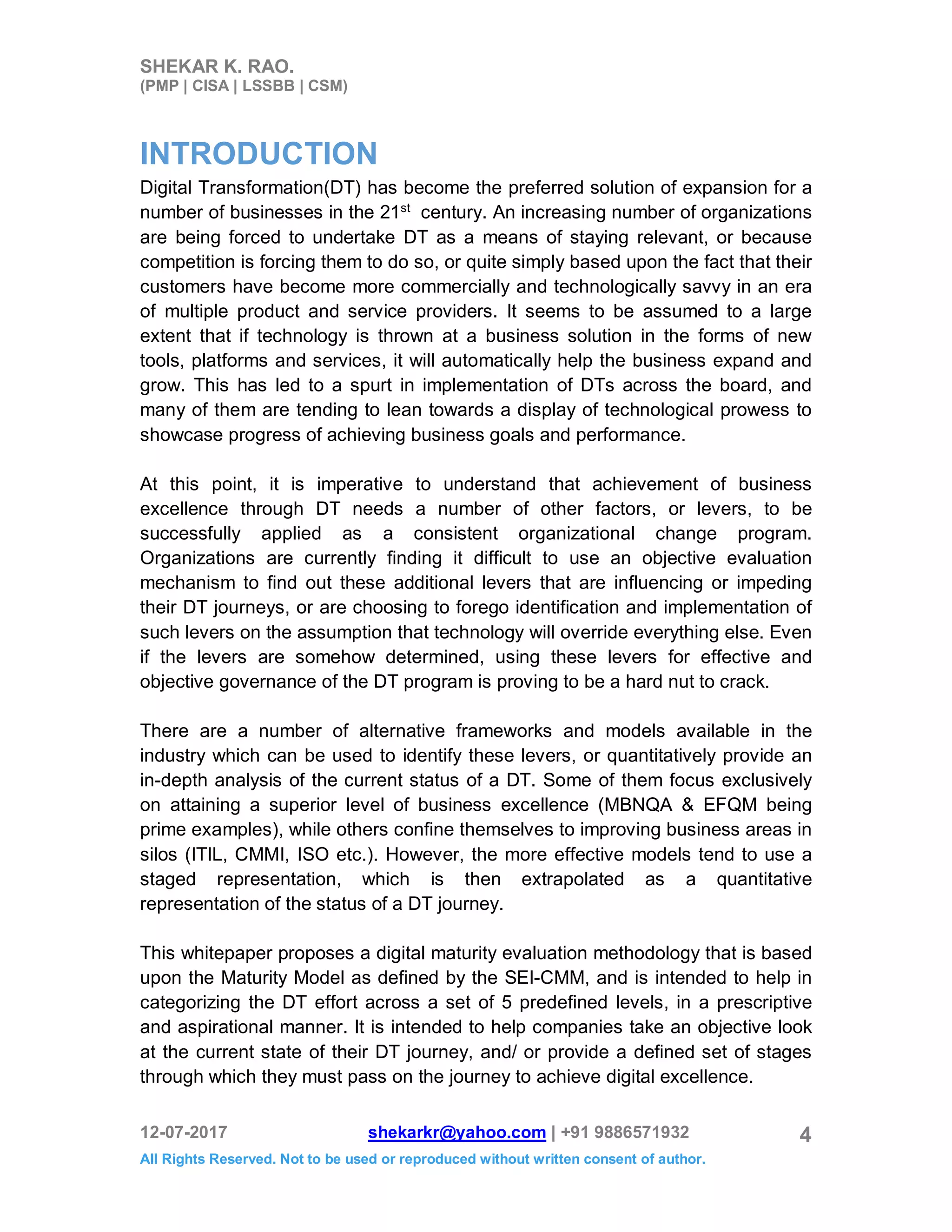 Defining a digital transformation maturity model | PDF