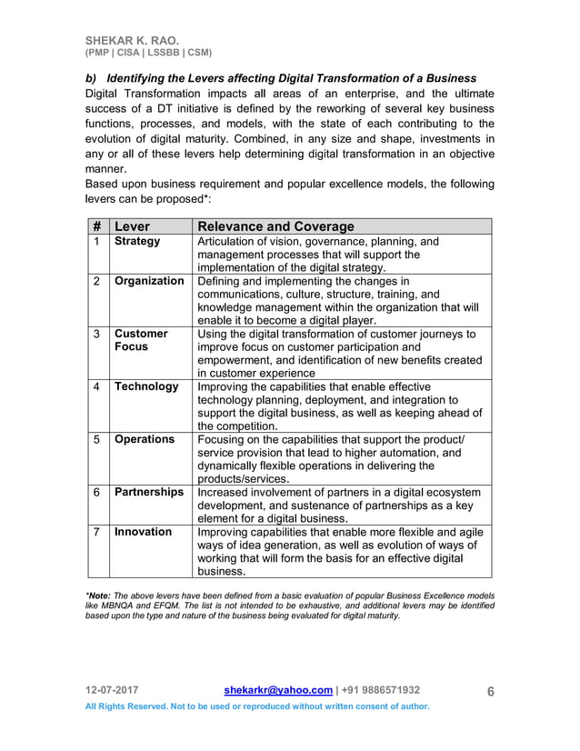 Defining a digital transformation maturity model | PDF