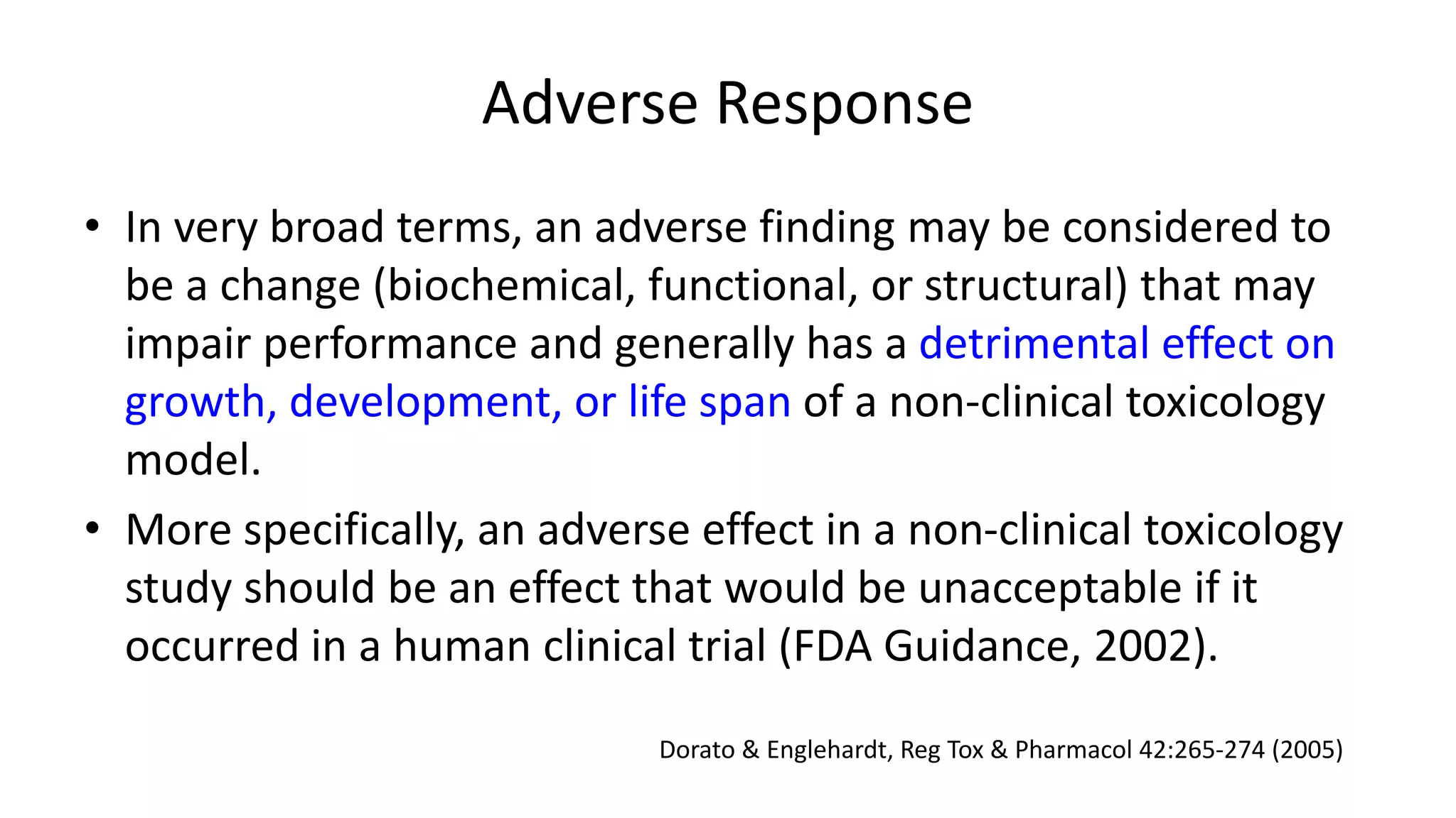 Defining adverse non adverse and adaptive responses in safety:risk ...