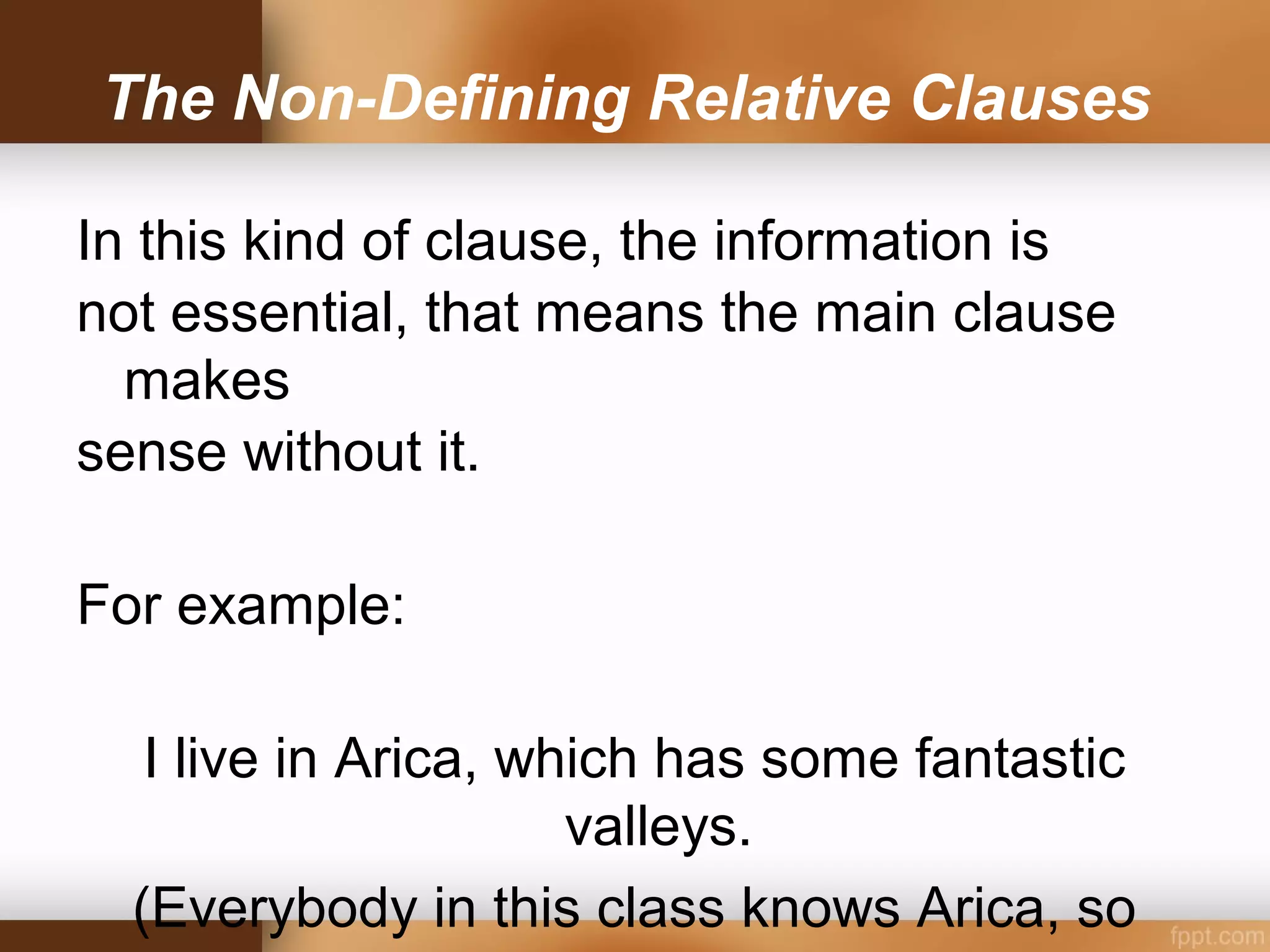 Defining and non defining relative clauses | PPT