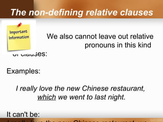 Defining and non defining relative clauses | PPT