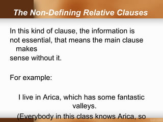 Defining and non defining relative clauses | PPT