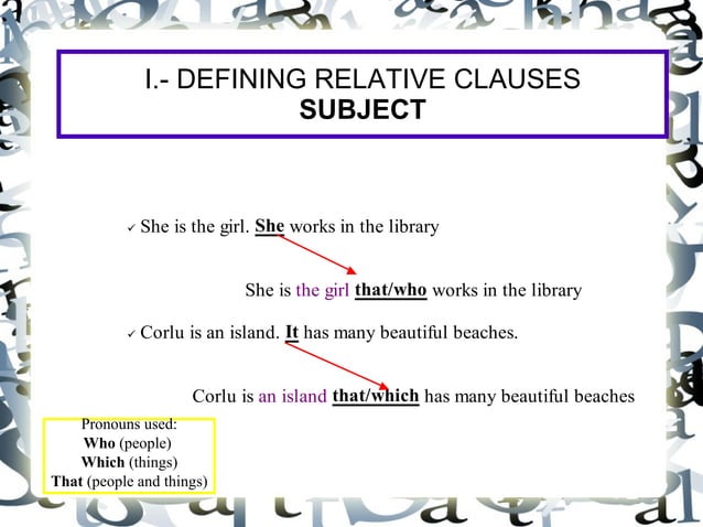 Defining and non defining relative clauses | ODP