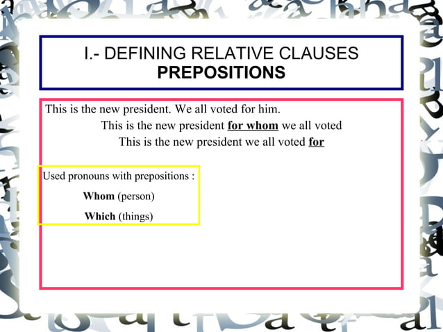 Defining and non defining relative clauses | ODP