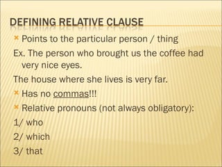 Defining and nondefining relative clauses | PPT
