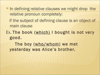 Defining and nondefining relative clauses | PPT