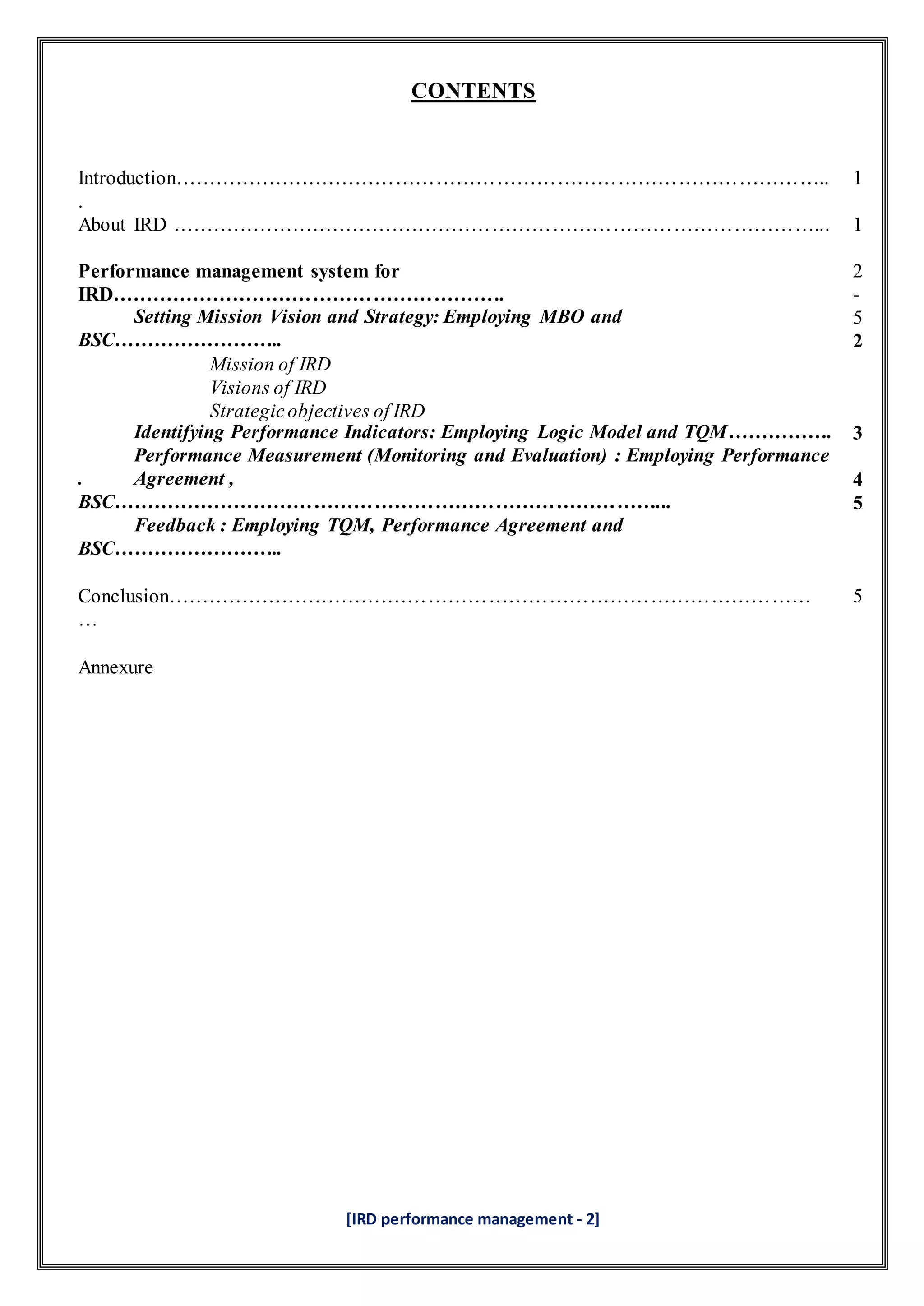 Defining a performance management system for internal resource division ...