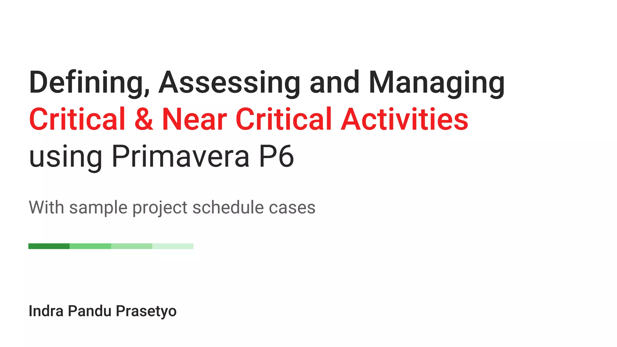 Defining, Assessing and Managing Critical - Near Critical Activities ...