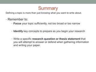 Defining a topic | PPTX