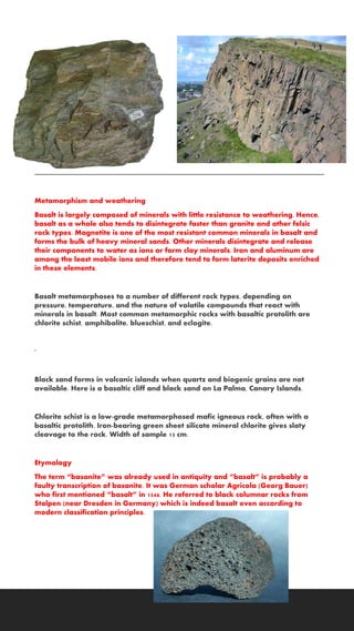 Defining basalt and sandstone. | PDF