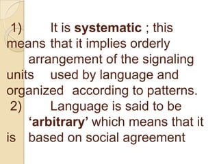 Defining characteristics of language | PPTX