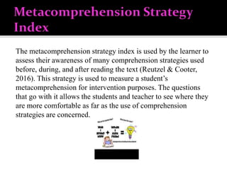 Defining comprehension strategies and instructional strategies WK3ASSGN HardenA | PPT