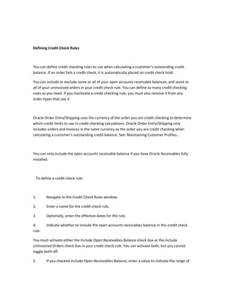 Defining credit check rules | PDF