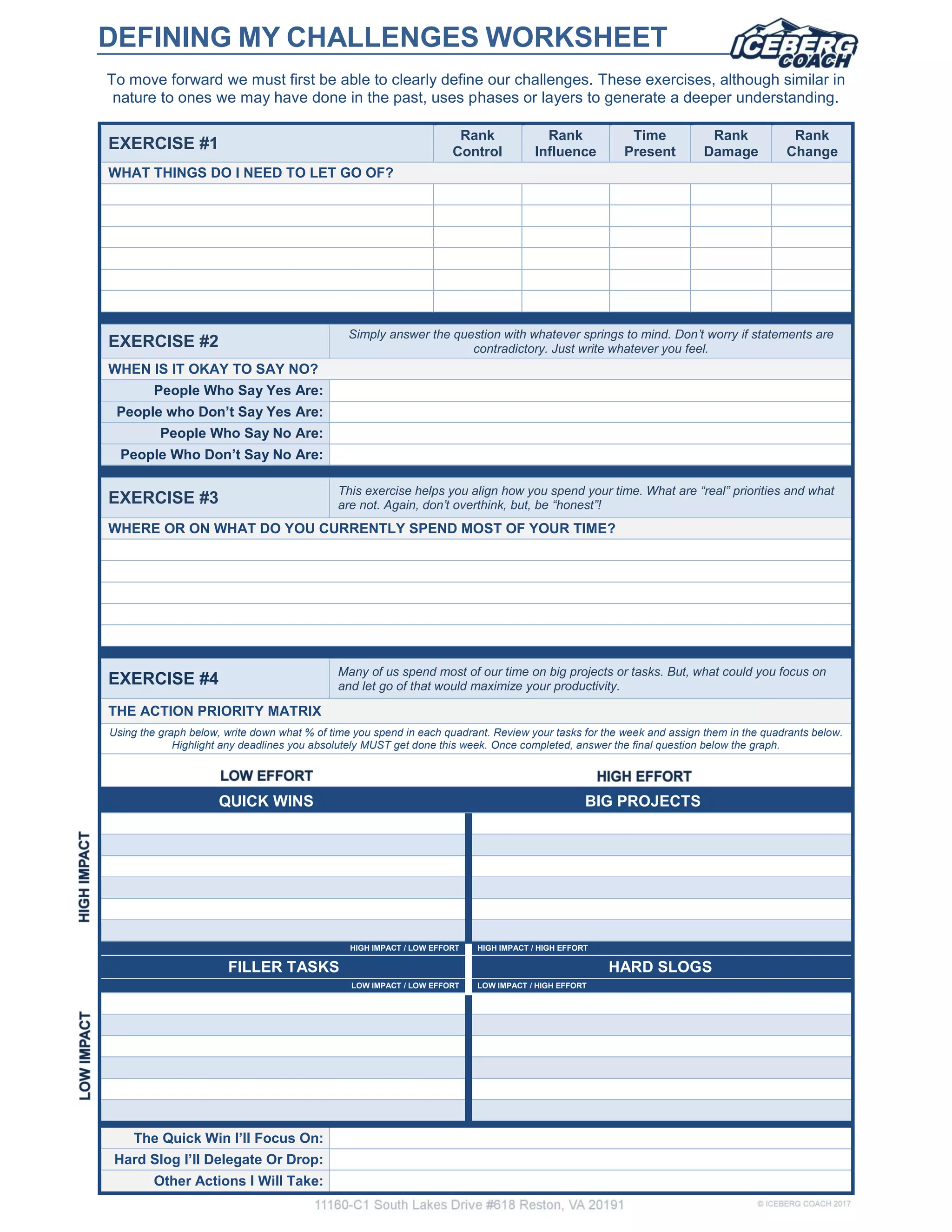 Defining my challenges worksheet digital form | PDF | Free Download