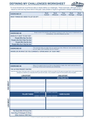 Defining my challenges worksheet digital form | PDF