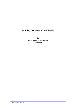 Defining optimum credit policy1 | DOCX