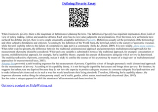 Defining Poverty Essay | PPT