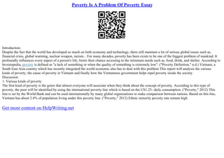 Defining Poverty Essay | PPT