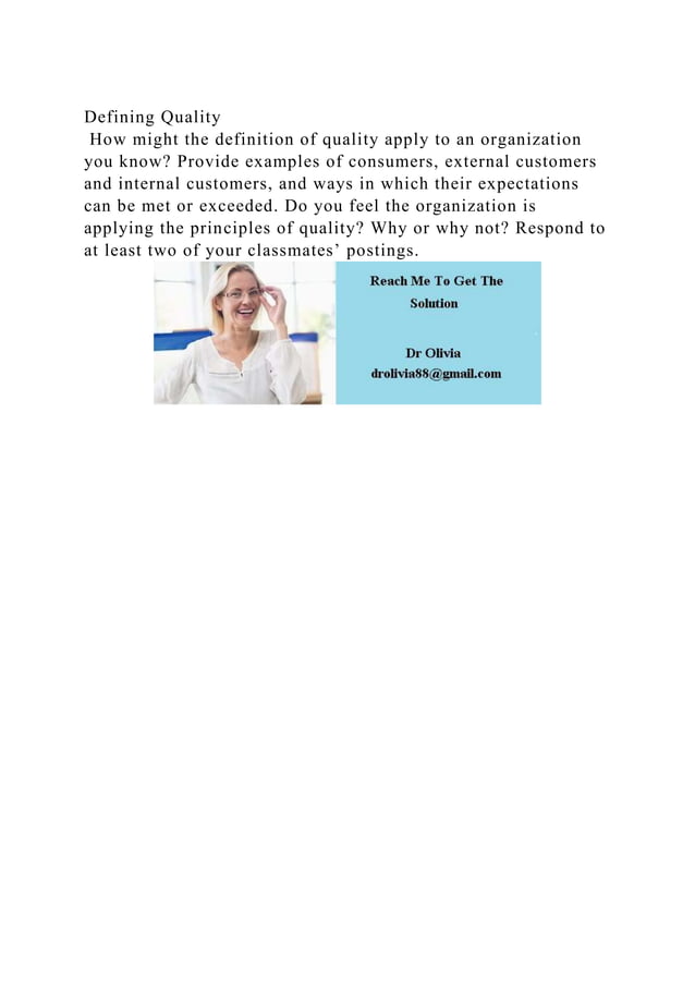 Defining Quality How might the definition of quality apply to an o.docx