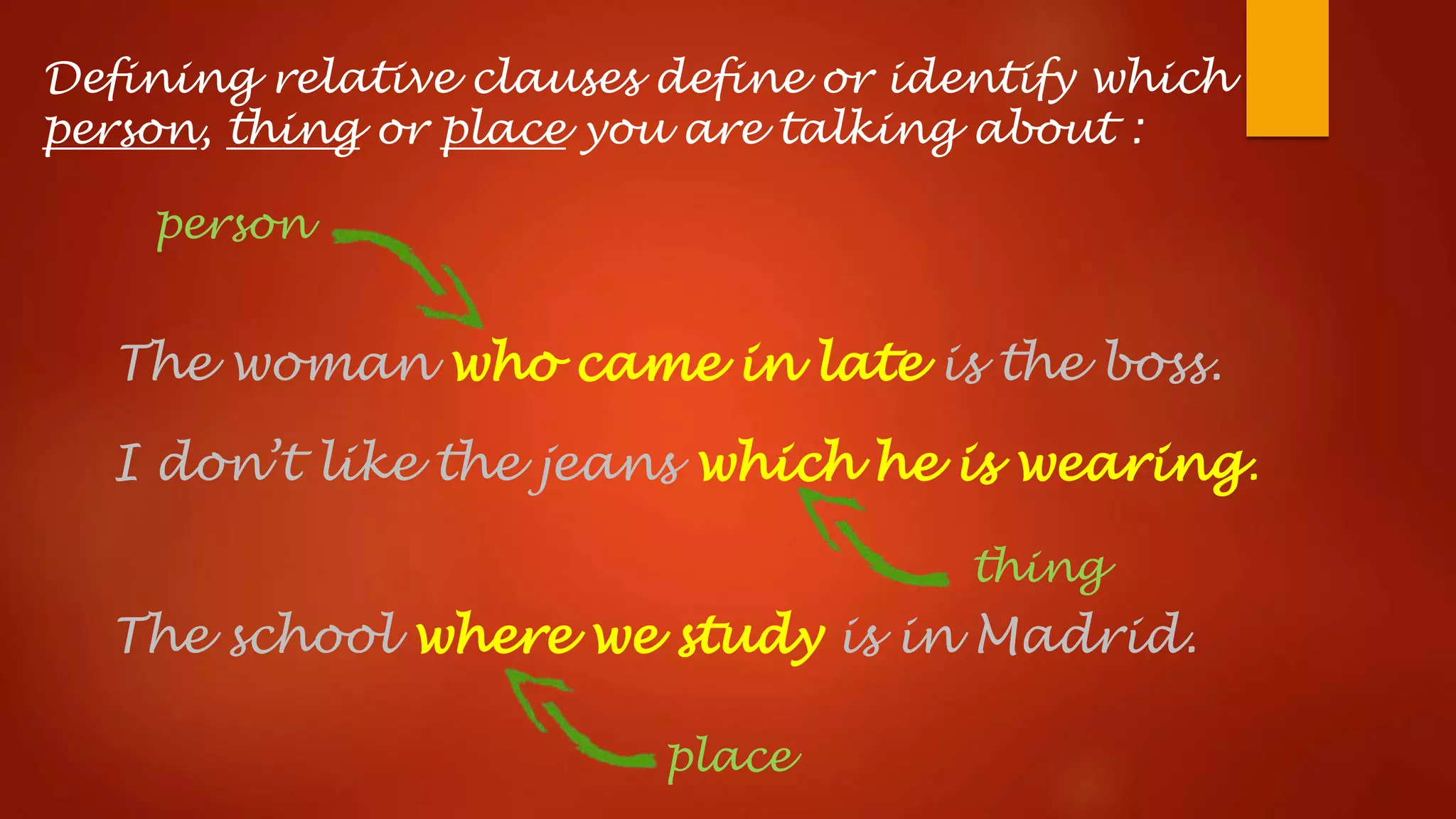 Defining relative clauses presentation | PPTX