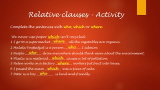 Defining relative clauses presentation | PPTX