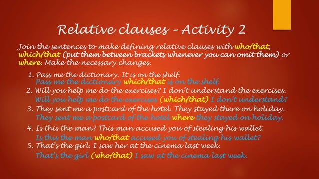 Defining relative clauses presentation | PPTX