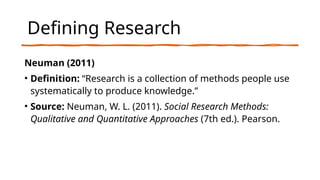 Research: Concept, Definitions and Understanding | PPT