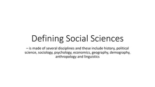Defining Social Sciences disciplines and idas in applied social science ...